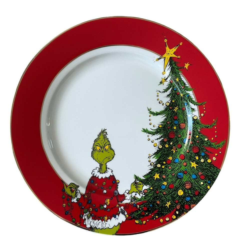 Dr Seuss How The Grinch Stole Christmas Dinner Plates Set of 4 Holiday ...
