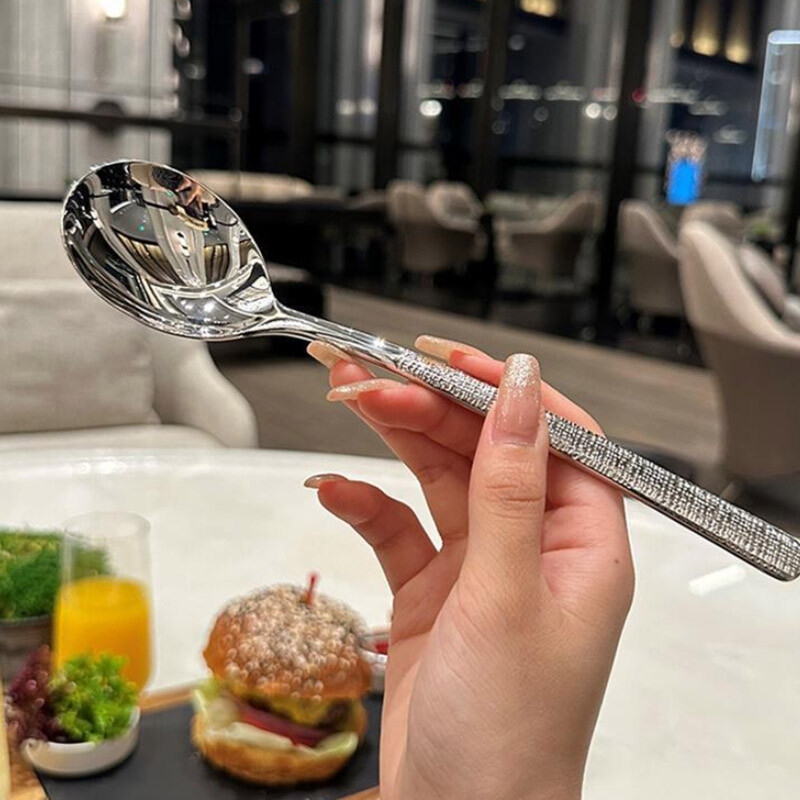 S/L Stainless Steel Spoon Western Style Long Handled Spoon Dessert ...