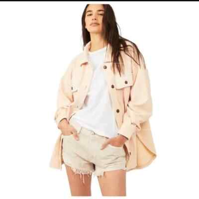 Free People Ruby Button sweetheart beige Drop Shoulder Oversized ...