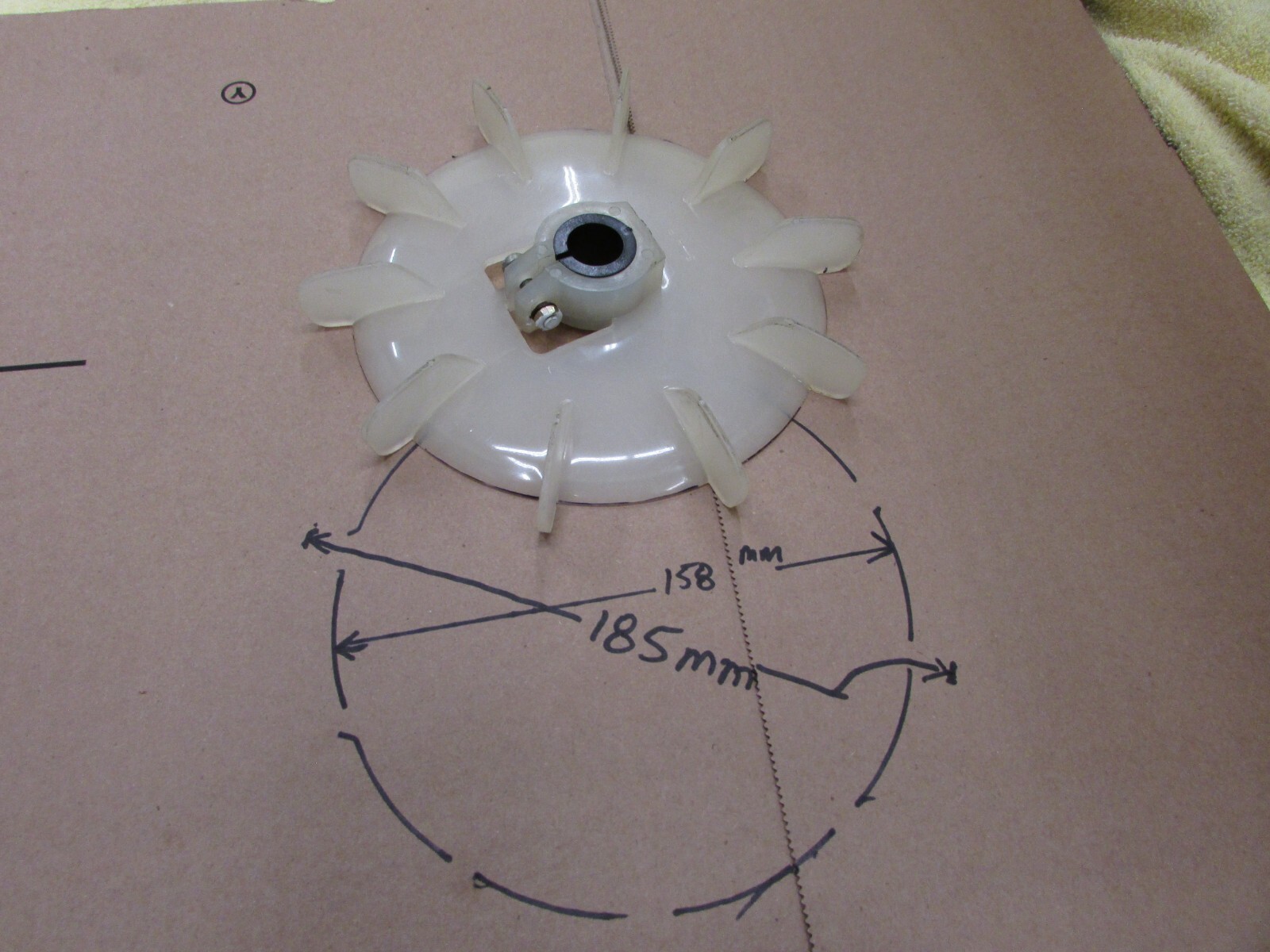 Electric Motor Cooling Fan Blade 5HP 185 mm wide x 25 mm thick x 17 mm ...