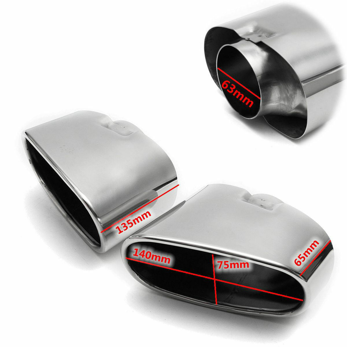 Twin Dual Exhaust Tip End Pipe Tail Trim Muffler Stainless Steel For ...