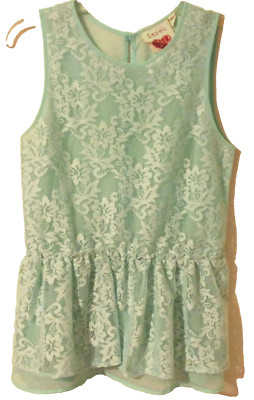 DEREK HEART RN 104317 - Junior’s Sea Foam Green Sleeveless Lace Top ...