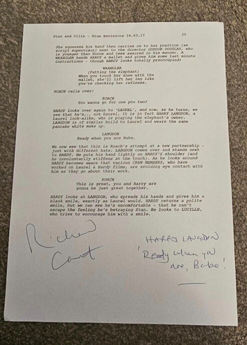 SIGNED RICHARD CANT STAN & OLLIE SCRIPT PAGE CHARITY AUCTION HARRY ...