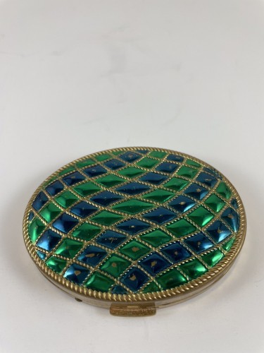 Avon Compact Mirror Green Blue Quilted Vintage | eBay