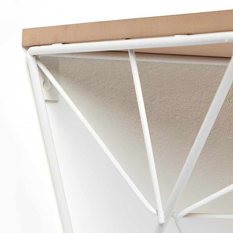 WALL MOUNTED METAL WIRE FRAME WOODEN SHELVE RACK DISPLAY UNIT SHELF ...