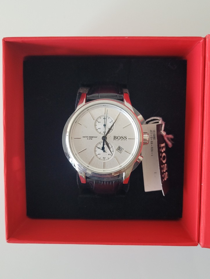 Hugo Boss Men's 1513282 Jet Chronograph Black Leather Watch - Open Box ...