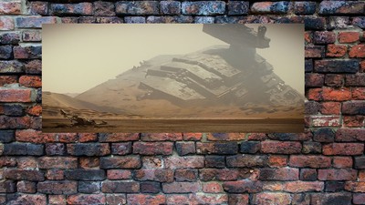 The Star Destroyer wreck on Jakku scene poster great to display 48"w x ...