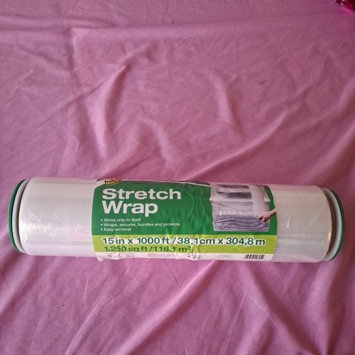 4 Duck Heavy-Duty Plastic Stretch Wrap, 15 in x 1000 ft, Clear Moving ...