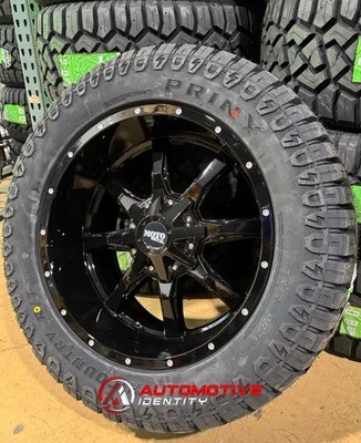 20x10 Black Moto Metal MO970 Wheels 33" AT RT Tires 8x6.5 Dodge Ram ...