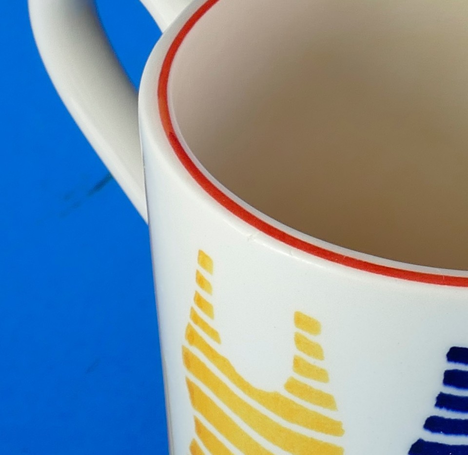 EMMA BRIDGEWATER Spongeware Half Pint MUG 40years Bathing Suit Deck ...