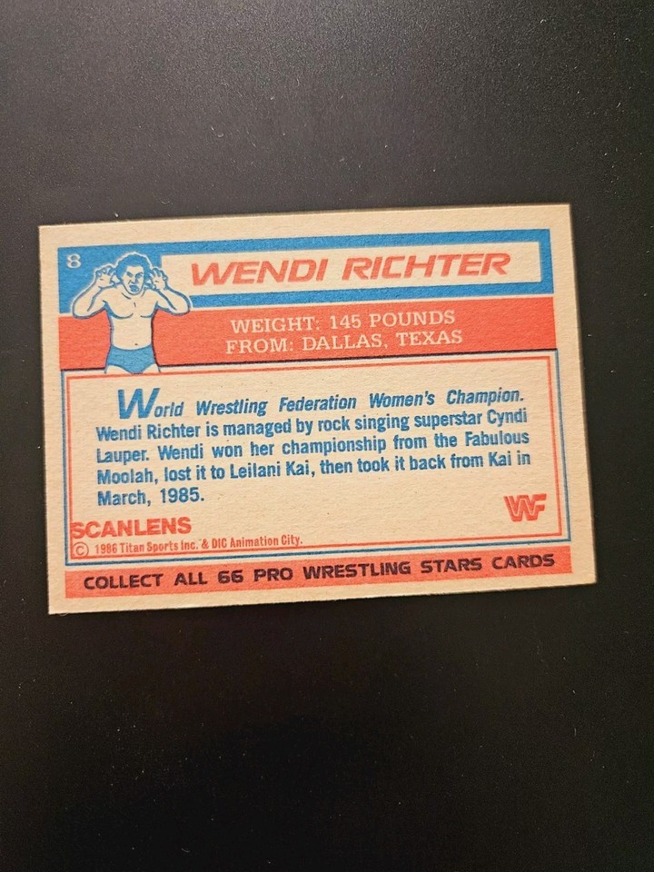 Wendi Richter Card Australian Scanlens WWF WWE WCW Wrestling - Number 8 ...
