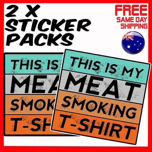 2 x Stickers - Bbq Smoker Themed Retro Vintage My Meat Smoking Chef Car ...