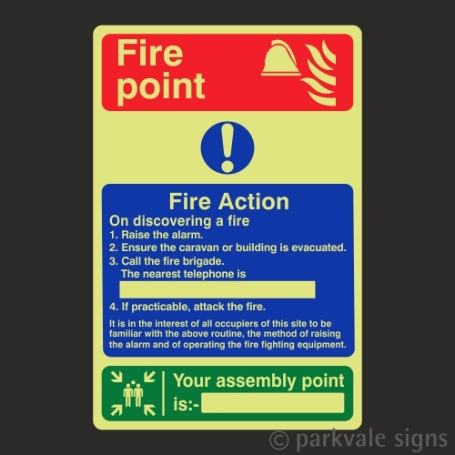 Photoluminescent Caravan Fire Action Sign (7826) | eBay UK