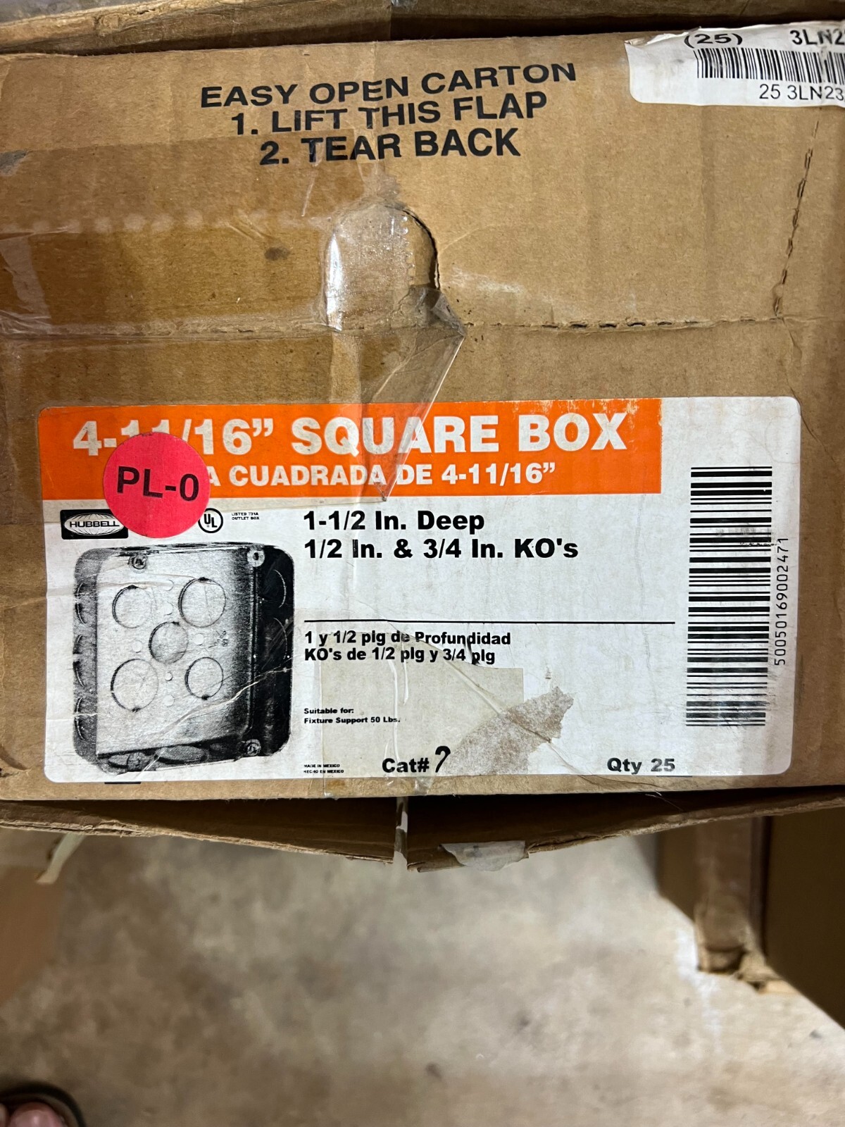 hubbell 4-11/16" square box , 1-1/2"deep | eBay