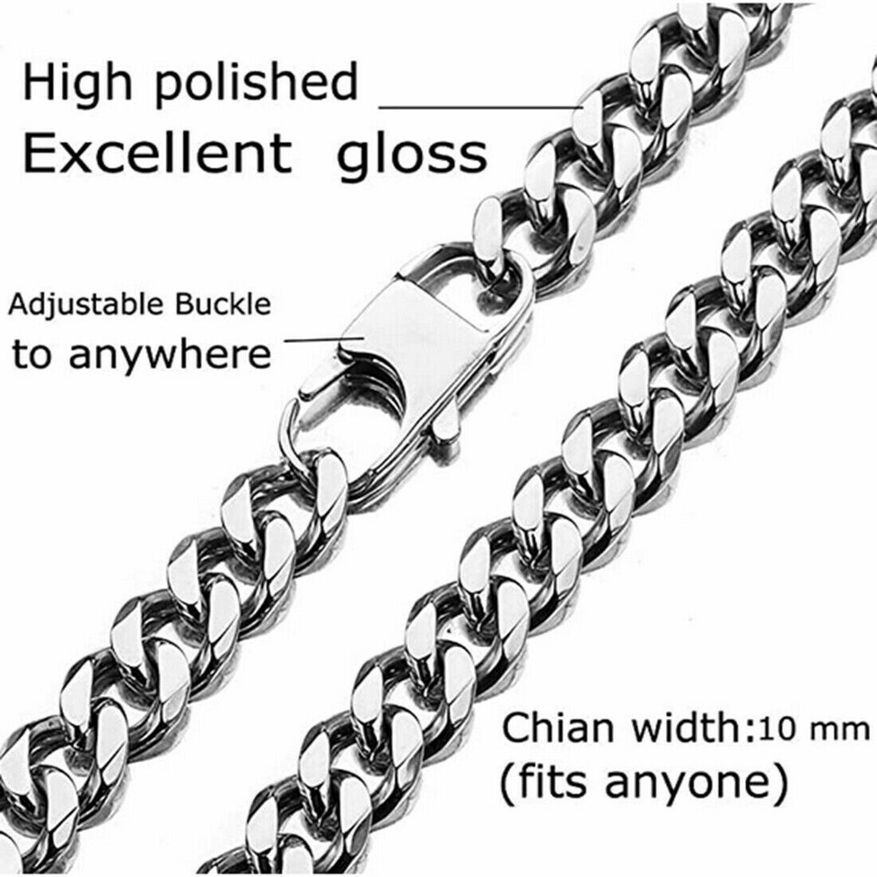 Men's Choker Tail Hip Hop Rapper Stainless Steel Silver Cuban Chain ...