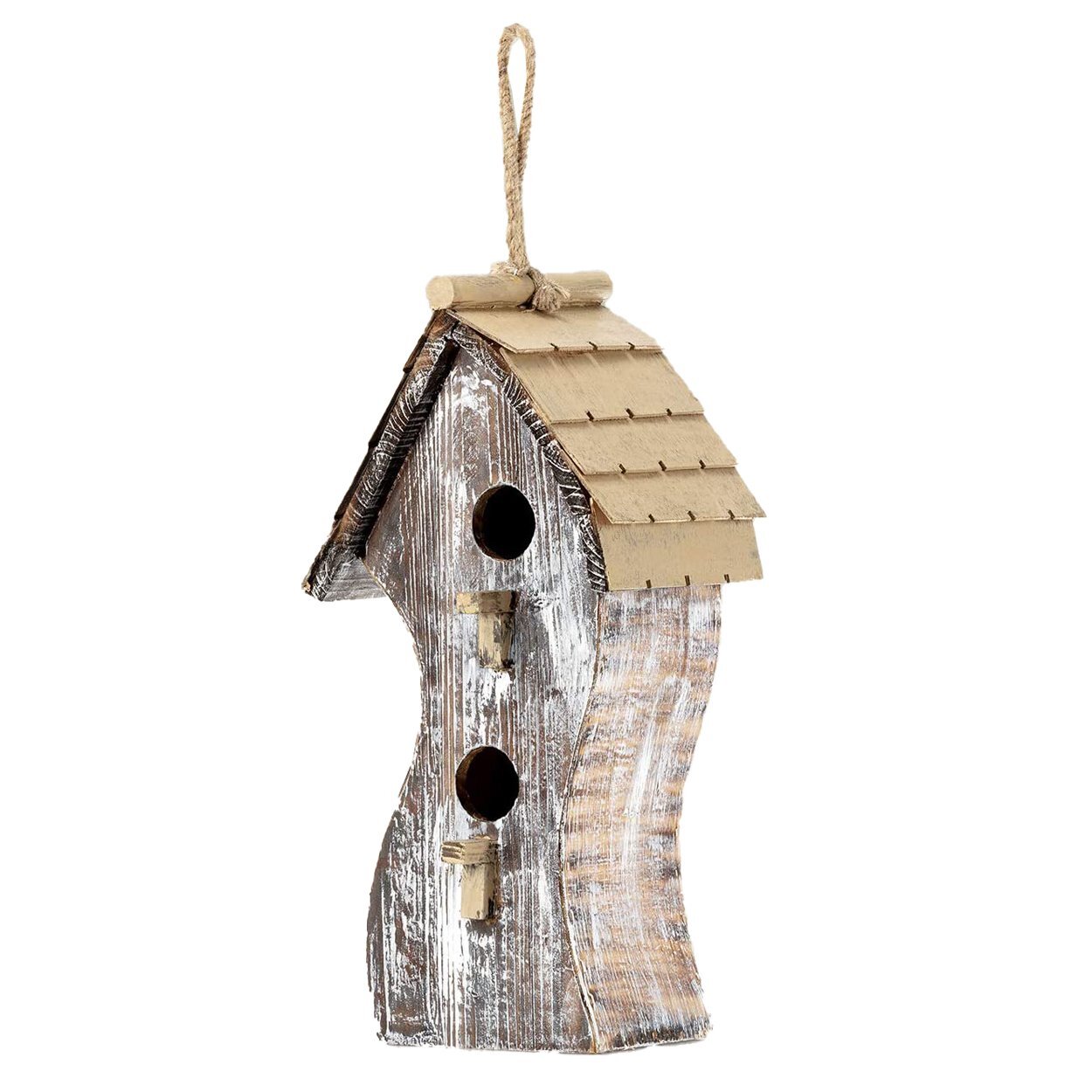 Alpine YEN144HH Wood Hanging Bird House Thatch Roof Wild Birdhouse ...