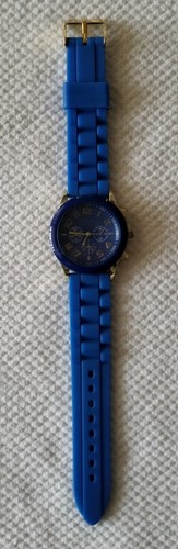 MSPCI Faux Chronograph Watch Blue Face & Band 6.5"-8" New Battery | eBay