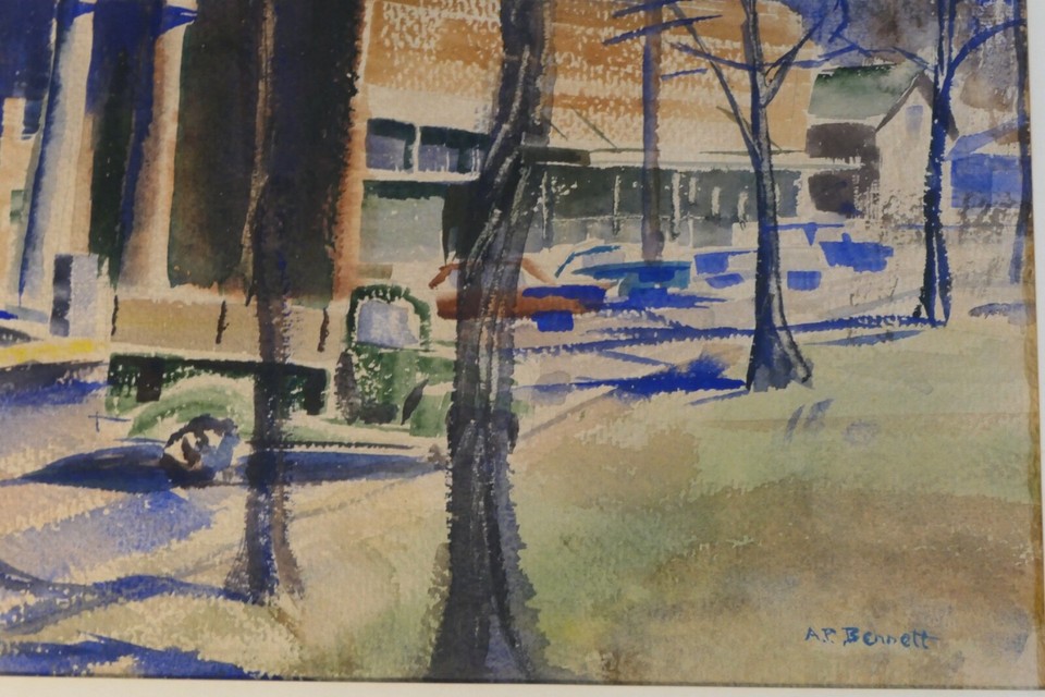 WATERCOLOR ORIGINAL ARTIST A.P. PETE BENNETT PEORIA ILLINOIS LANDMARK ...