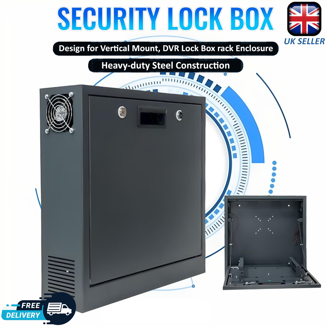 CCTV Lockable Wall Mount Case Lock Box Safe Box for DVR 18x18x5 Dual ...
