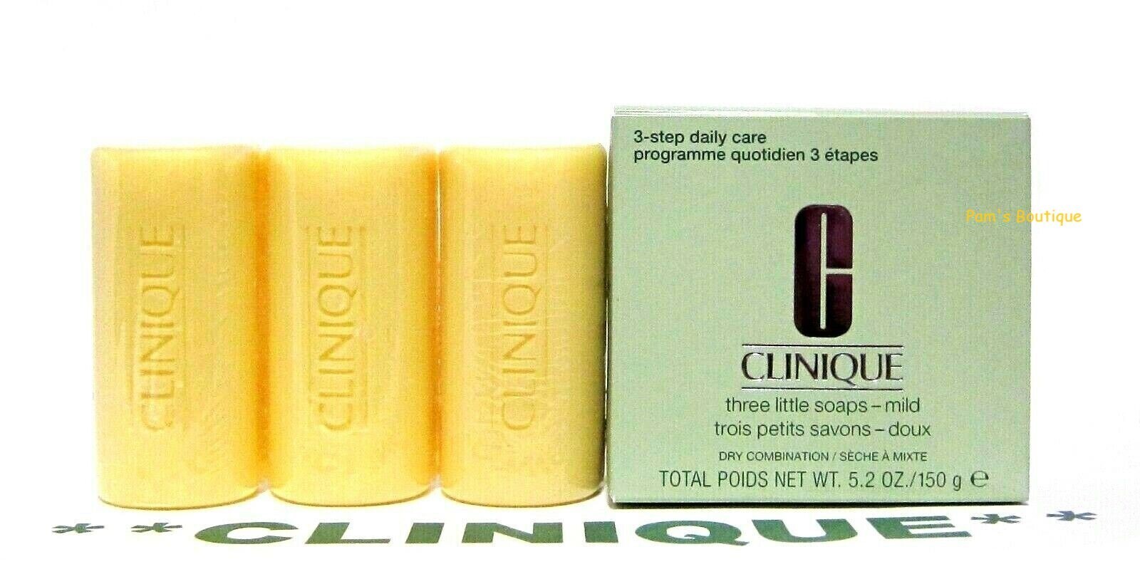CLINIQUE Three (3) Little Soaps MILD for "Dry Combination" Skin (5.2oz ...