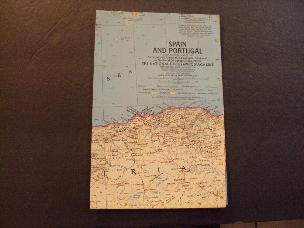 National Geographic Map Of Spain And Portugal Mar 1965 ID:90576 | eBay
