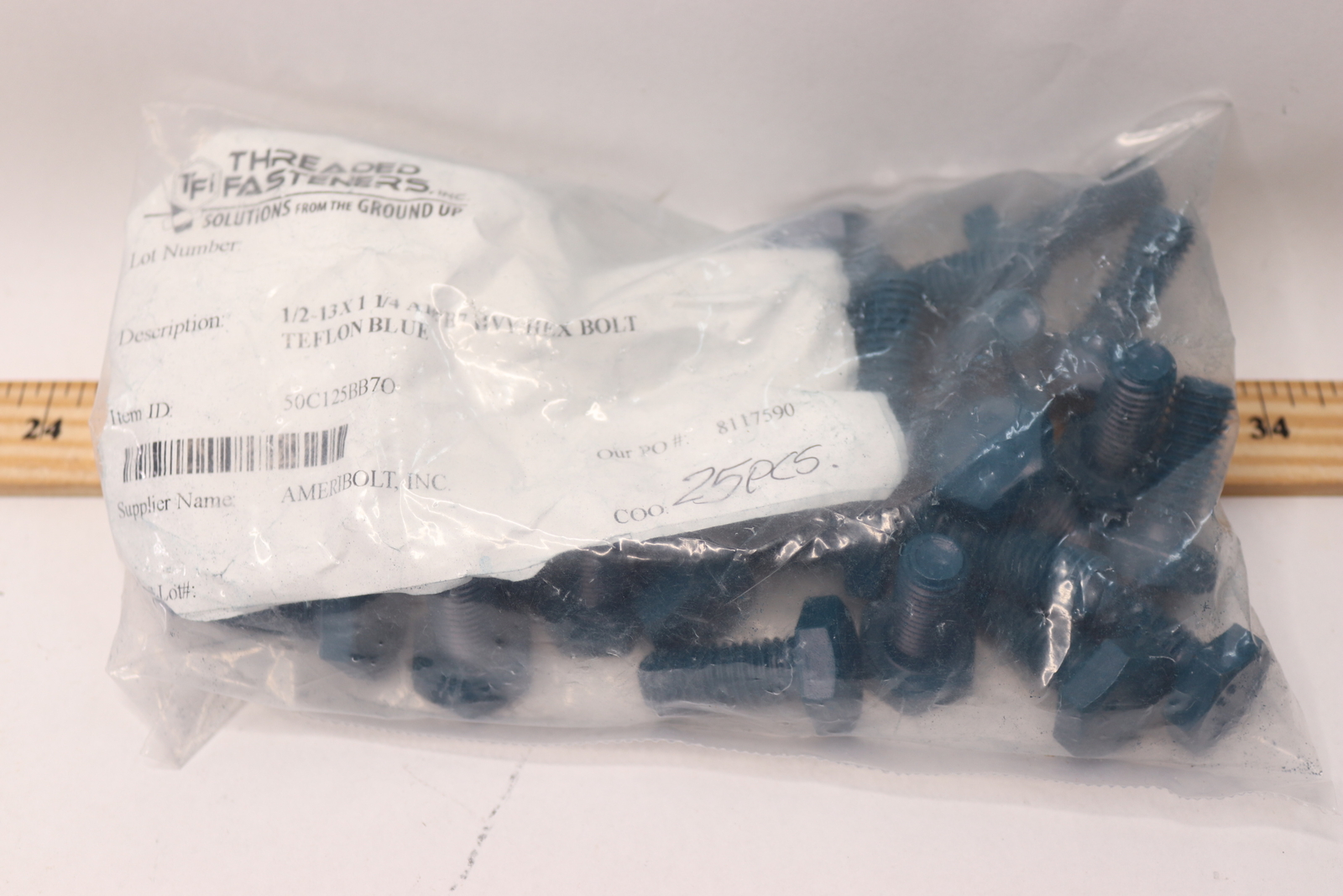 (25-Pk) Ameribolt Hex Bolts Cap Screws A193 B7 Steel Coated 12-13 x 1-1 ...