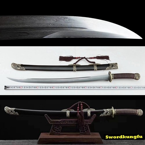 Battle Ready Broadsword Chinese KUNGFU Sword Da Dao Damascus Folded ...