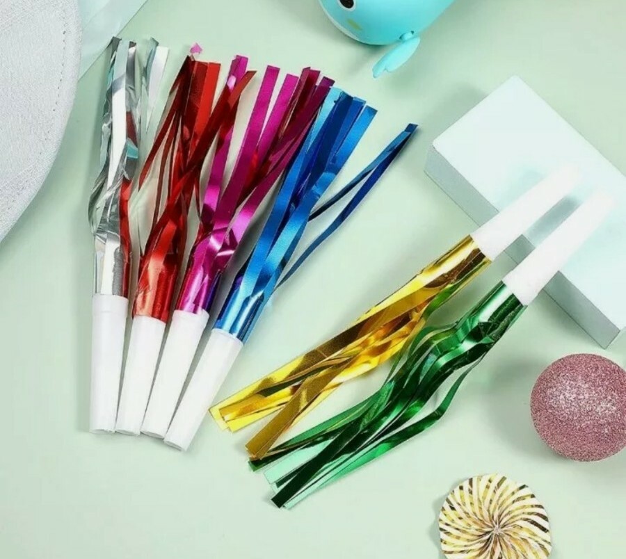 10Pc Party Blowers Trumpet Blowouts Birthday Parties Horn Foiled ...