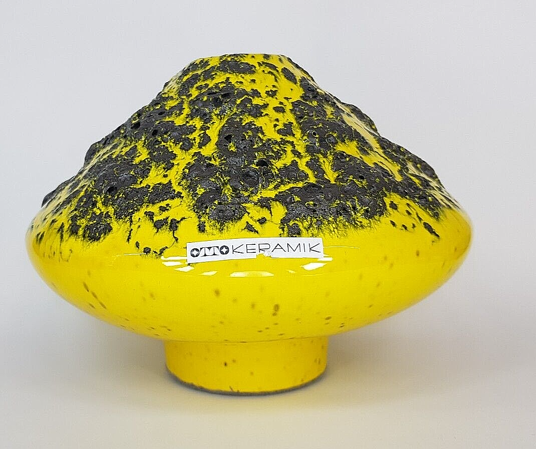 Large Retro OTTO KERAMIK Yellow and Black Fat Lava UFO Vase from ...