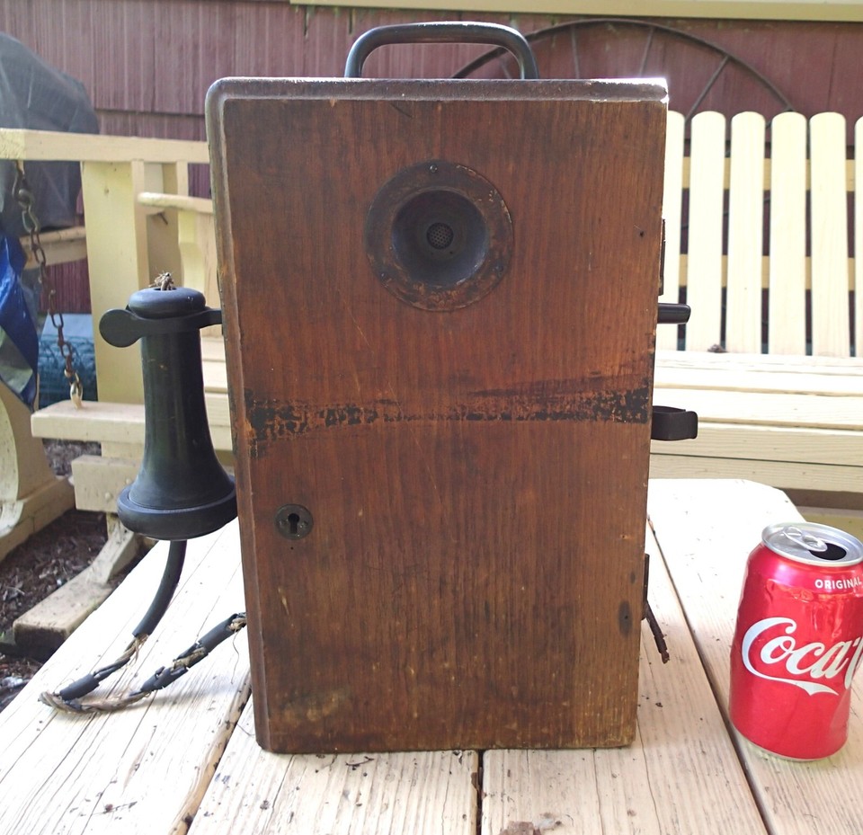 ANTIQUE CHICAGO USA STROMBERG CARLSON TELEPHONE WOOD CRANK BOX CASE MAN ...