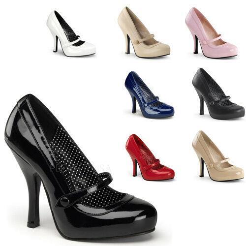 High Heel Court Shoes Pin Up Couture 4 1/2" Mary Jane Style Pleaser ...