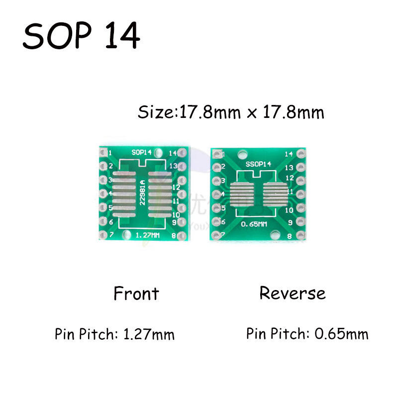 Double Side SMD SOT8,10,14,16,-28 SOP To DIP 2.54mm Adapter PCB Board ...