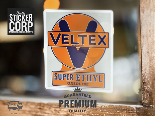 STICKERCORP VINTAGE 1930S STYLE VELTEX SUPER ETHYL GASOLINE FLETCHER ...