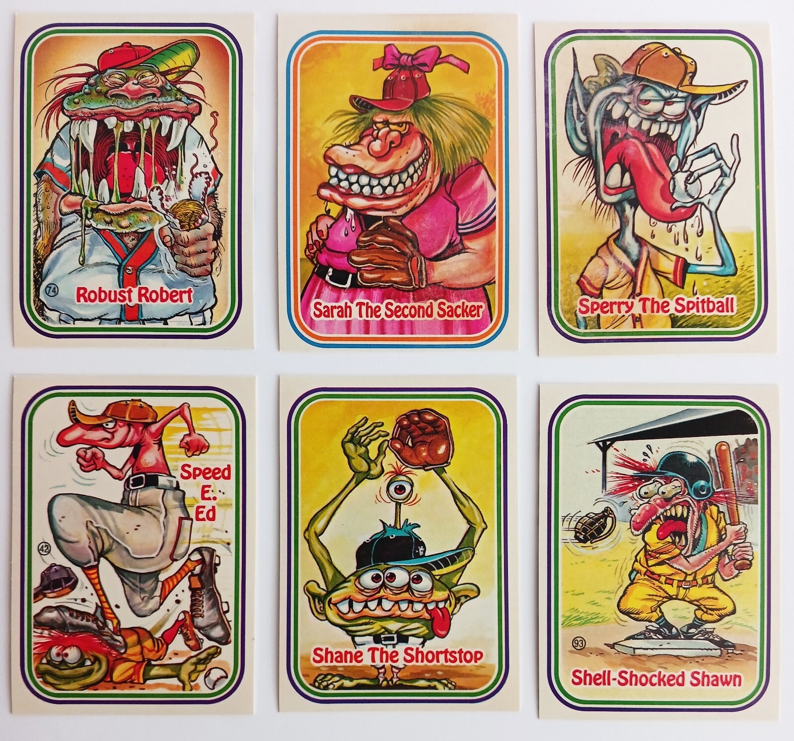1988 Leaf Baseball Awesome All Stars Sticker Card Lot of 6 Comic Weird ...