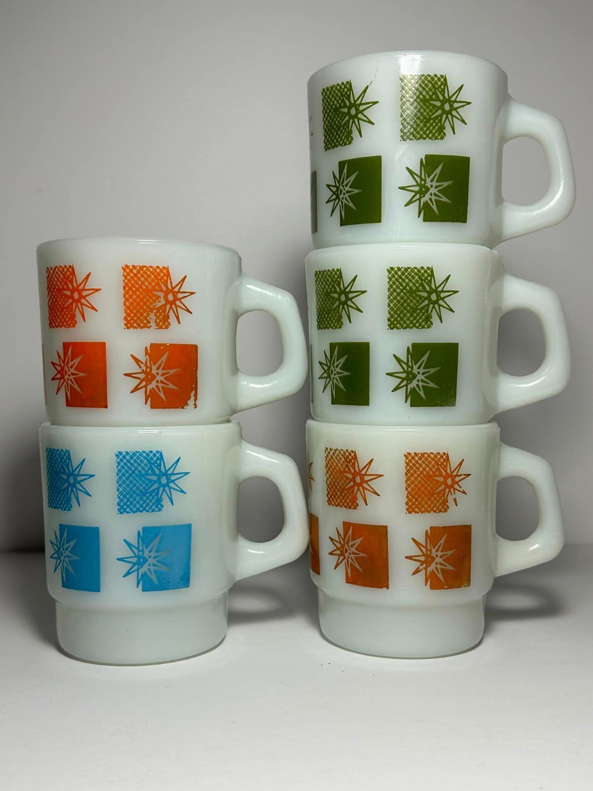 Set of 5 Vintage Fire King Stacking Coffee Mugs | eBay