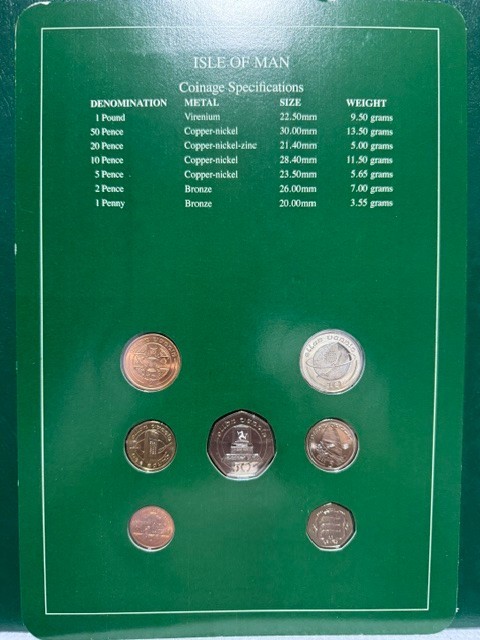 Franklin Mint Coins Of All Nations Set - Isle of Man 7 coins with card ...