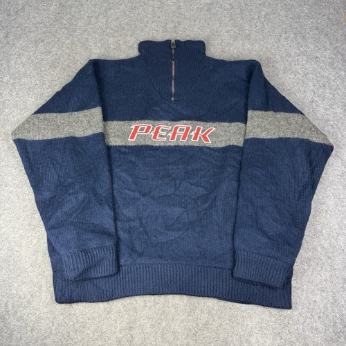 Vtg Peak Performance Jumper Mens XL Navy Jackson 1/4 Zip 100% Wool ...