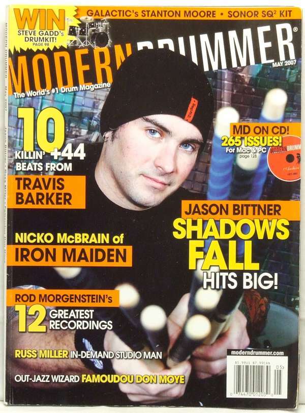 MODERN DRUMMER MAGAZINE JASON BITTNER SHADOWS FALL NICKO MCBRAIN ...