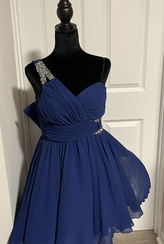 city studio Short Blue Cocktail One Strap dress With Beads size 3 | eBay