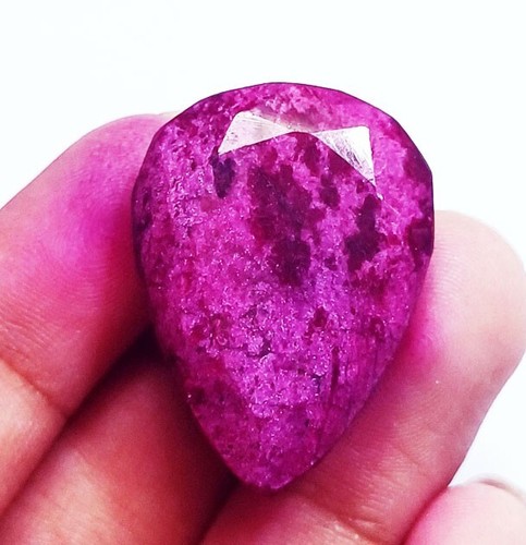 46.20 Ct Certified Big Size Natural Red Ruby Pear Shape Loose Gemstone ...