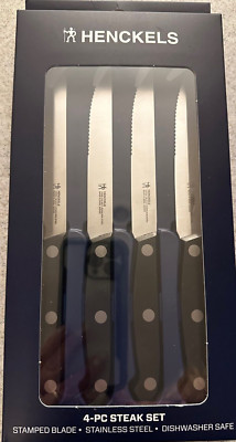 Henckels 4 Pack Steak Knife Set Black, Stainless Steel, Razor-Sharp ...