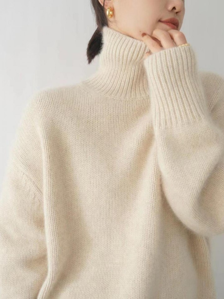 Autumn Thick Cashmere Knitted Sweater Women High Neck Knitted Warm ...