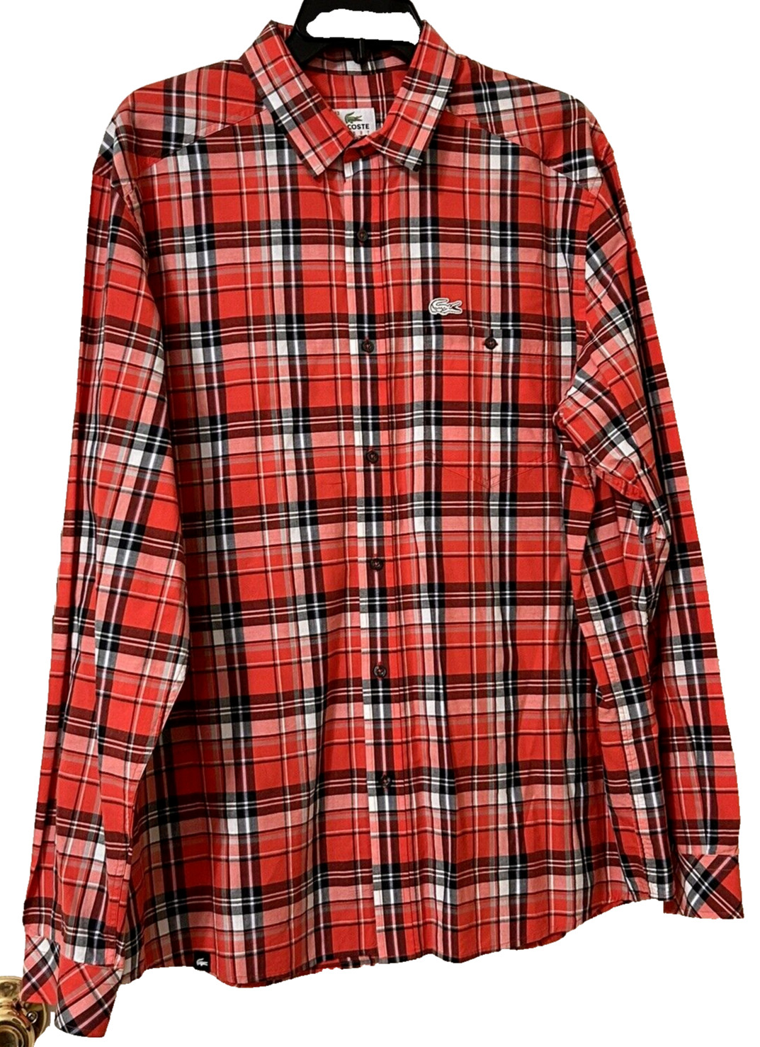 Lacoste Sport Devanlay Men's Plaid Shirt 43 Pre-owned - Gem