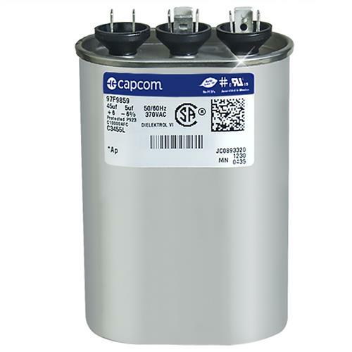 45 + 5 uf MFD 370 VAC - Genteq / GE Oval Dual Capacitor # 97F9859 ...