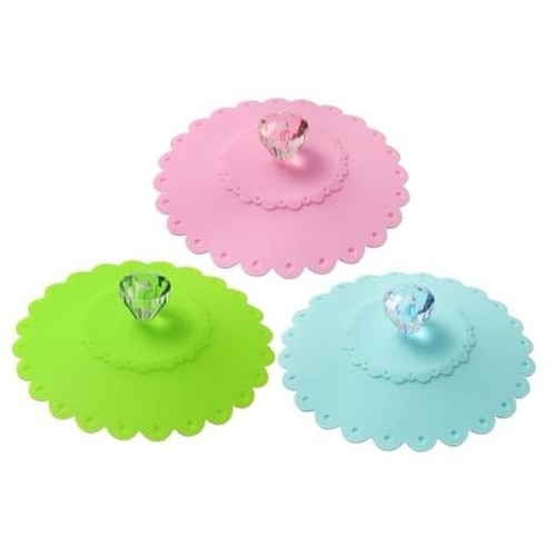 Diamond Silicone Cup Covers (Set of 3) ， Multicolored Silicone Lids for ...