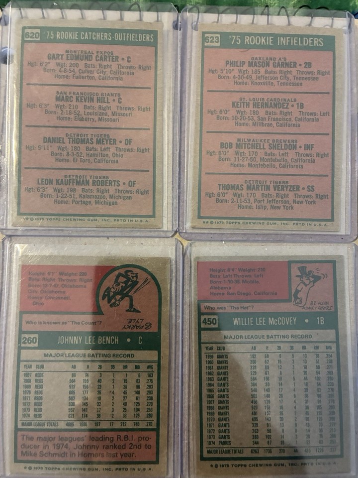 1975 Topps Baseball 9 Card Lot (McCovey,Seaver,Munson,Ryan,Foster ...