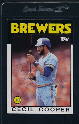 1986 Topps #385 Cecil Cooper Brewers Signed Auto *41582 | eBay