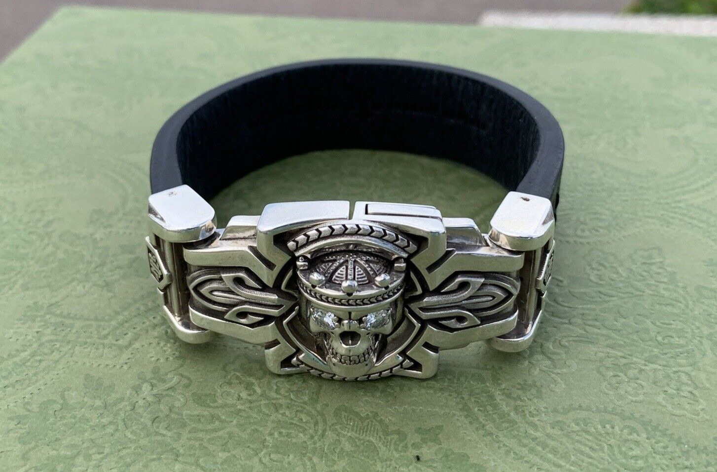 NightRider Sterling Silver Guardian Interlock Leather… - Gem