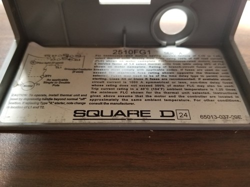Square D 2510FG1 Box only Manual Starter 1Z-1502-G12 | eBay