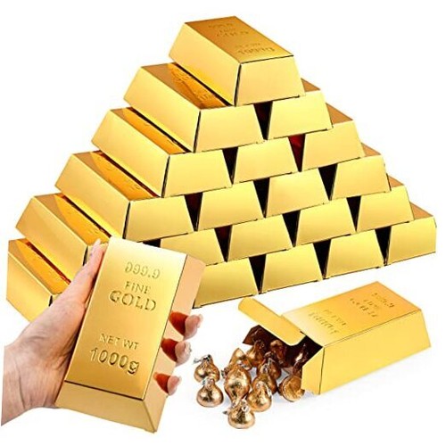 Pcs Gold Bar Fake Gift Box Foil Gold Bar Party Favor Boxes Paper Golden ...